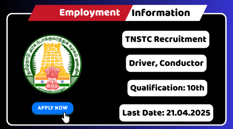 TNSTC Recruitment 2025 Apply 3274 Driver and Conductor Vacancies